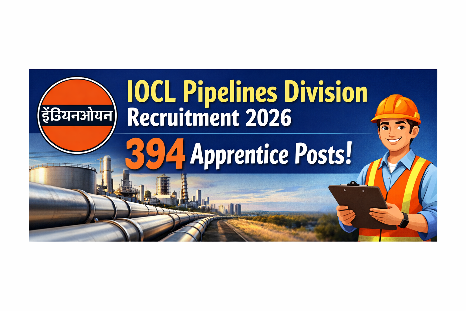 IOCL Pipelines Division Recruitment 2026 – 394 Apprentice Posts - Job ...