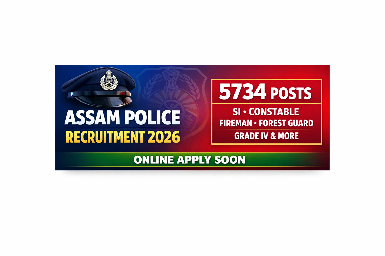 Assam Police Recruitment 2026 – 5734 SI, Constable, Fireman, Forest ...